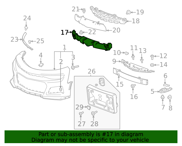 23455483 - Front Bumper Fascia Energy Absorber 2017-2023 Chevrolet ...