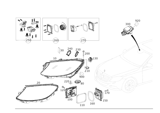 Headlamp Assembly - Left 222-906-83-03-64 | MB Parts Center
