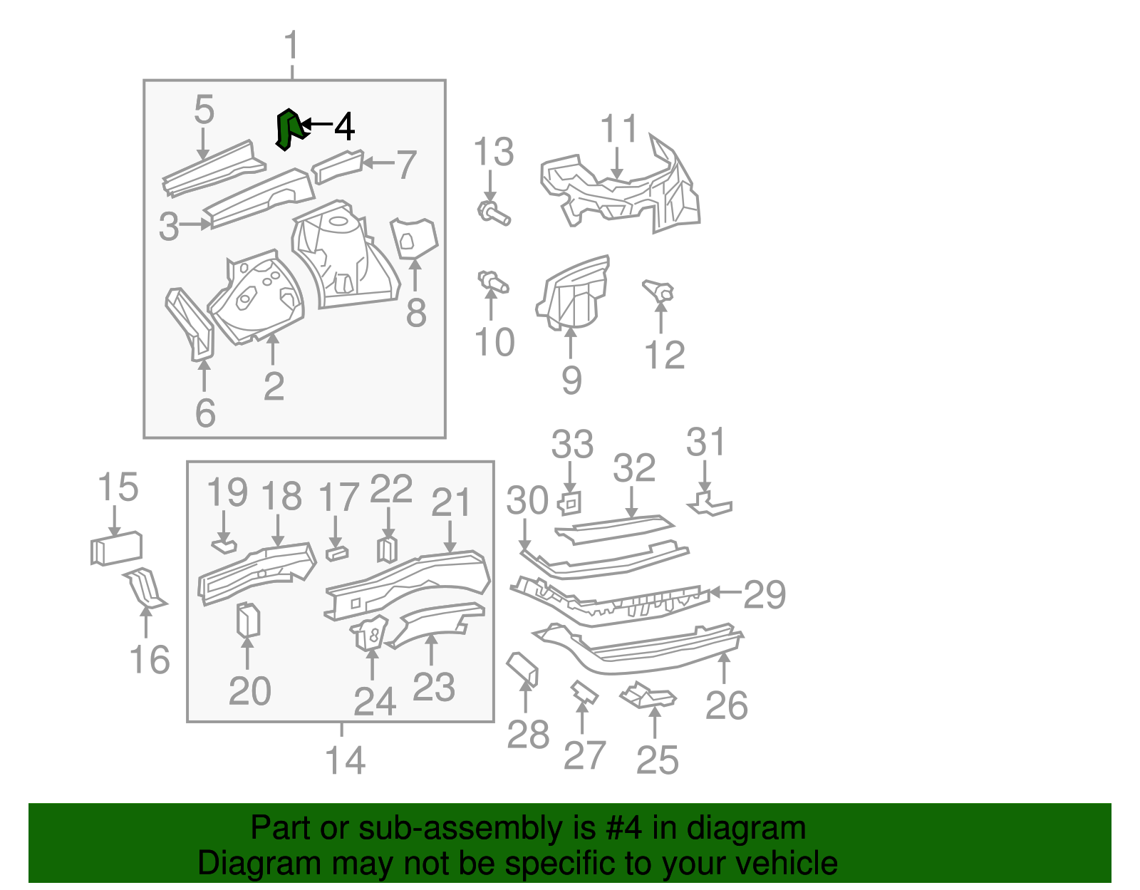 53836-0E040 - Inner Reinforced Support Bracket - 2008-2013 Toyota ...