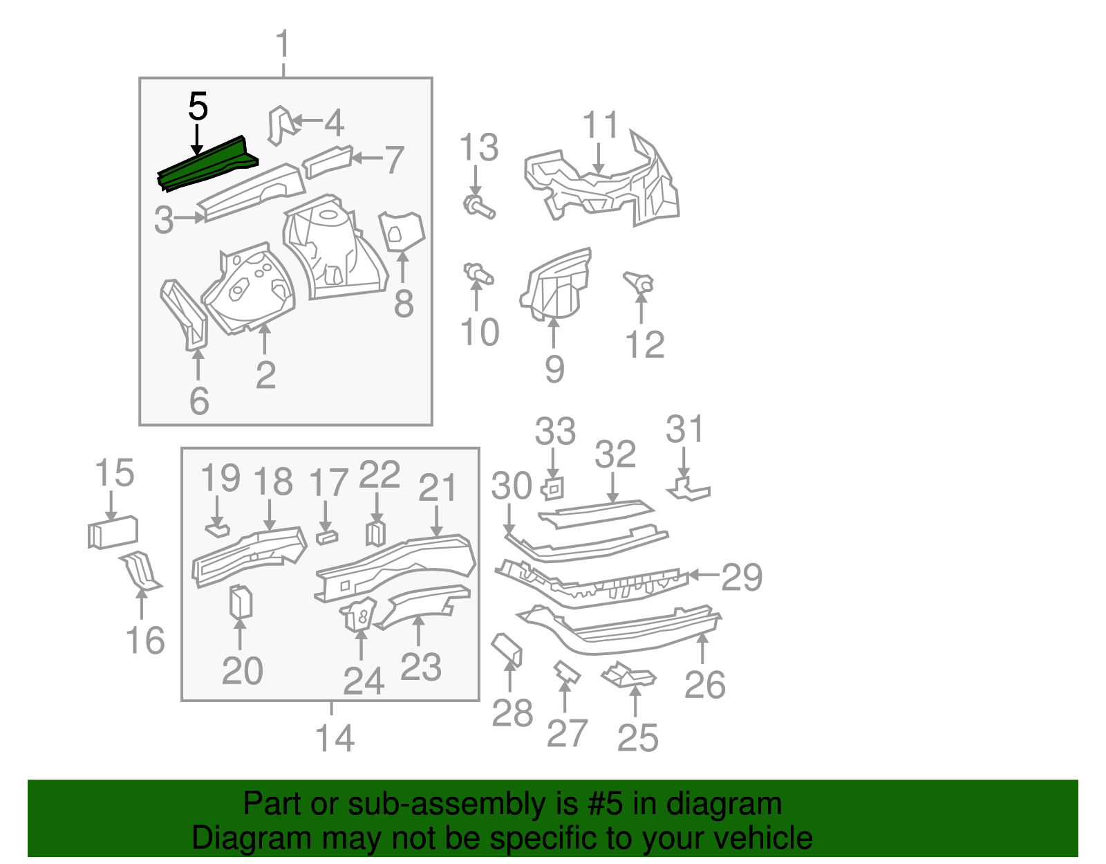 2008-2015 Toyota Upper Rail 53733-0T011 | Toyota Parts Center