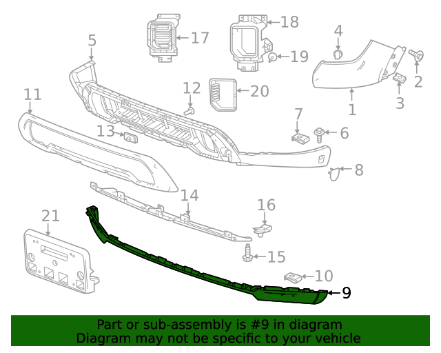 2020-2023 GMC Front Bumper Fascia Center Air Deflector 84392056 | OEM ...
