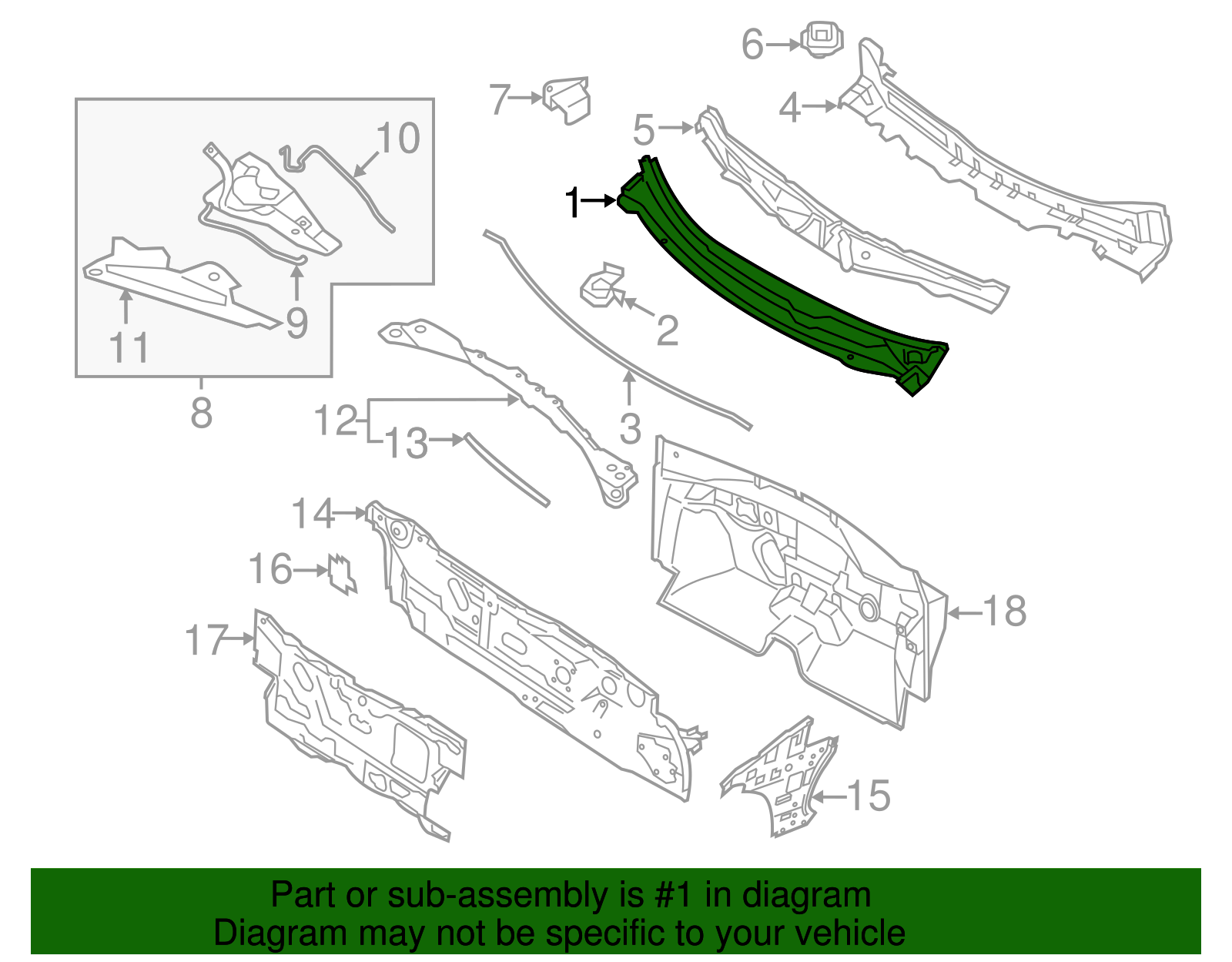 66862-4RA0A - 2016-2023 Nissan Maxima - Cowl Grille | Anicra Nissan Parts