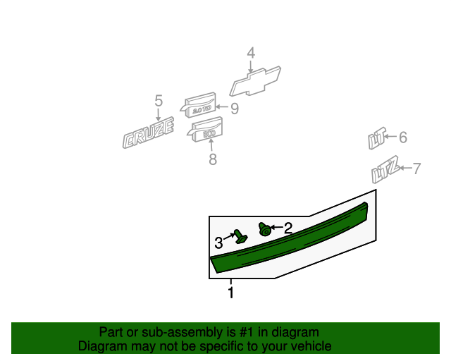 2011-2016 Chevrolet Deck Lid Center Applique with License Plate Lamp ...
