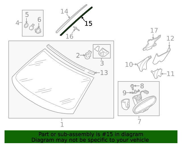 8W6-845-454 - Windshield Molding Bracket 2018-2023 Audi ...