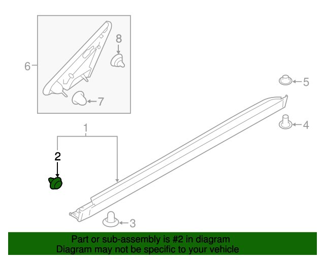2015-2019 Subaru Rocker Molding Clip 91111AL44A | Subaru Parts Store