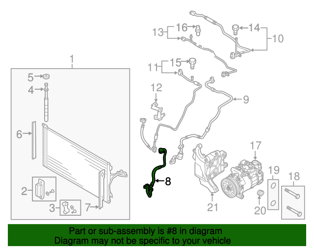 2009-2015 Audi Q7 A/C Refrigerant Suction Hose 7L6-820-744-BQ ...