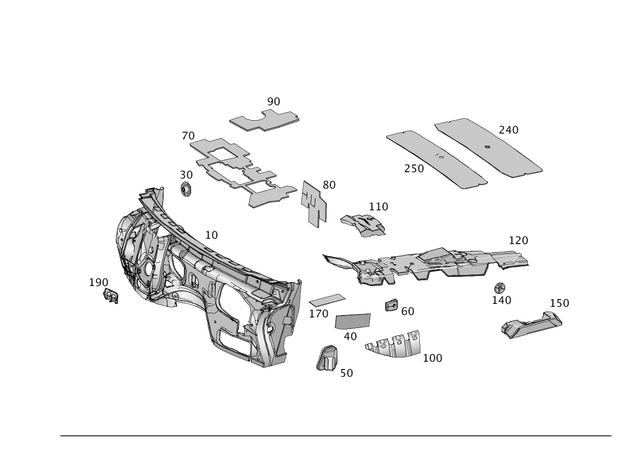 204-682-95-04 - Dampening, Pedal Floor Panel 2006-2020 Mercedes-Benz ...