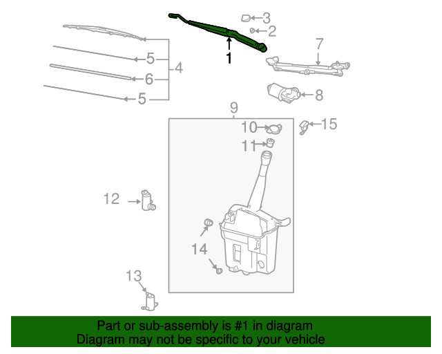 2003-2008 Toyota Matrix Wiper Arm 85211-01010 | Toyota Parts Center