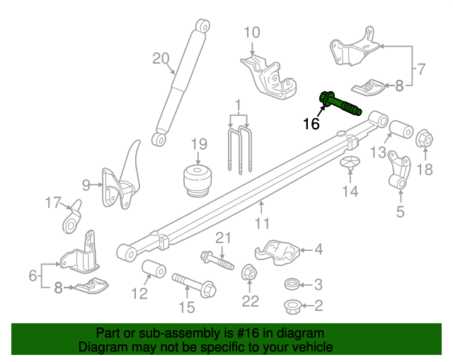 2015-2024 GM Rear Spring Bolt 11611373 GM | GMPartsDirect.com