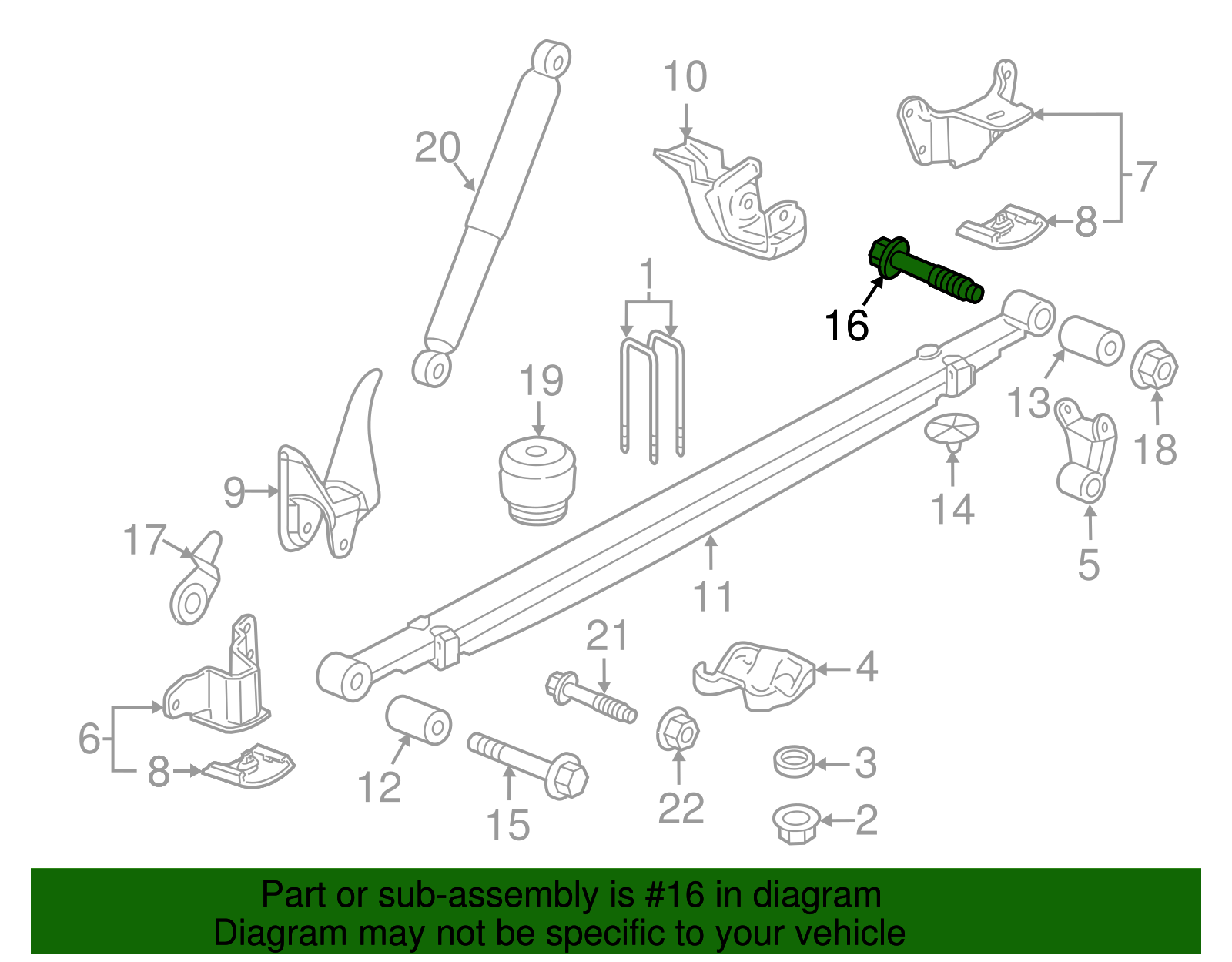 11611373 - Leaf Spring Shackle Bolt - 2015-2025 GM | Buy GM Parts