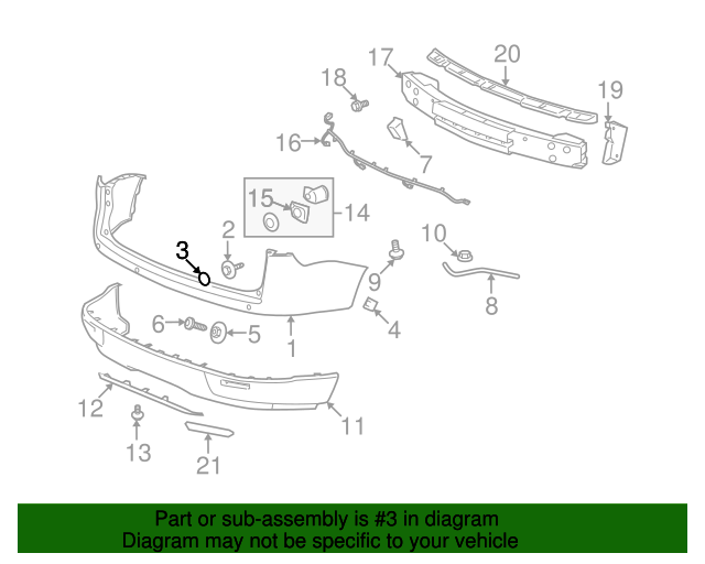 15851009 - Black Rear Bumper Fascia Opening Insert - 2007-2023 GM ...