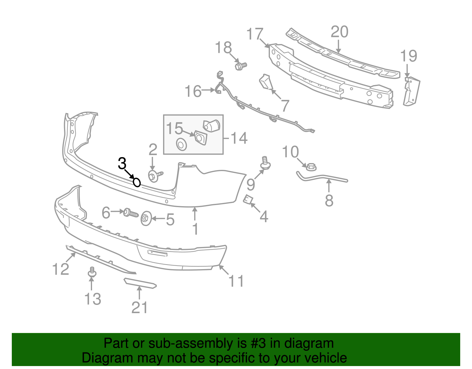 2007-2024 GM Black Rear Bumper Fascia Opening Insert 15851009 | OEM ...