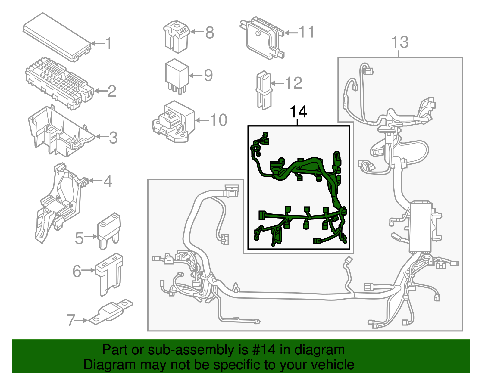 BU5Z-12A581-T - 2011-2015 Ford - Engine Harness | My Ford Parts
