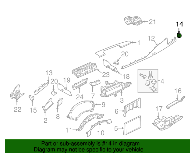 2012-2018 Audi Dashboard Panel Cap 4G8-853-782-A-6PS | AutoNationParts.com