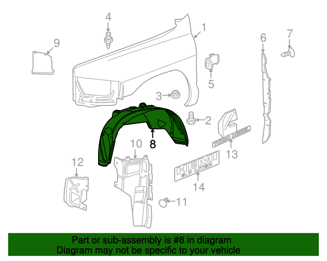 2003-2009 Dodge Fender Liner 55276799AF | Mopar Parts Canada