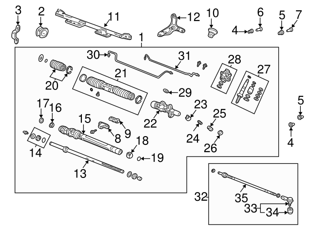 2003-2006 Honda Element Rack, Power Steering 53601-SCV-A04 | OEM Parts ...