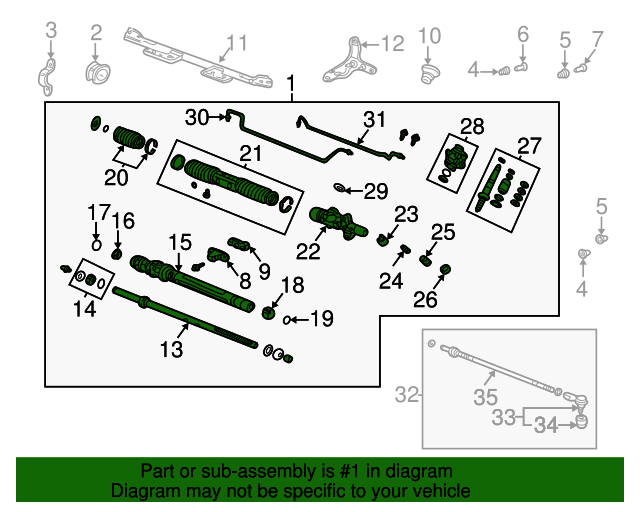 53601-SCV-A04 - Rack Power Steering - 2003-2006 Honda Element | Honda ...