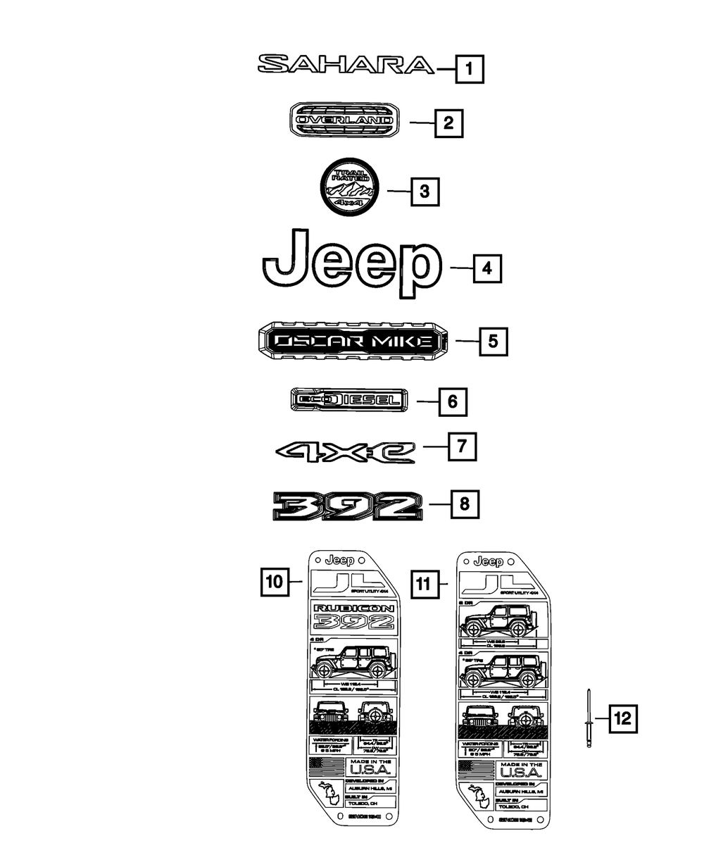 68477766AB - 2021-2022 Jeep Wrangler - Swing Gate Nameplate | Mopar OEM ...