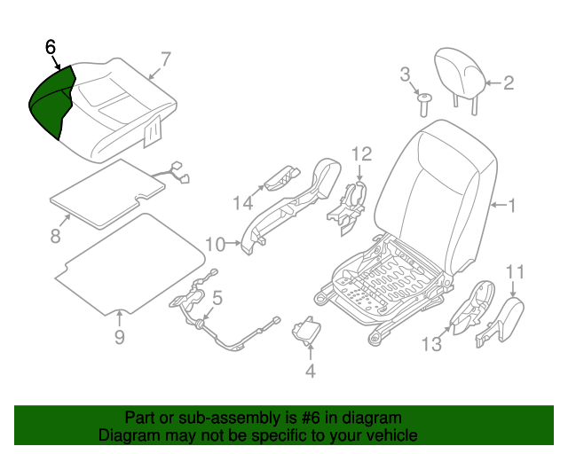 2019-2022 Nissan Seat Cushion Pad 87311-3NF6B | OEM Parts Online