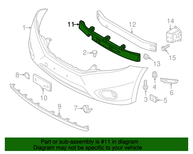 62090-1JA0A - Energy Absorber 2011-2017 Nissan Quest | Nissan Parts ...