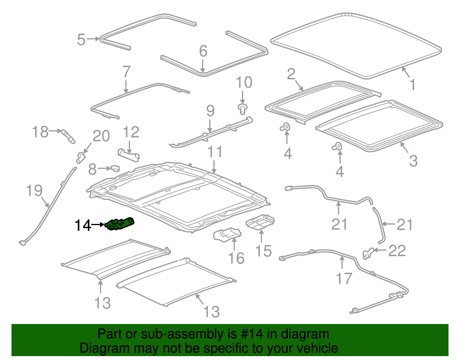 84272424 - Rear Sunroof Sunshade Motor with Control Module 2017-2020 ...