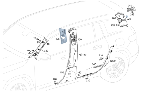 Paneling for a, B, C and D-Pillars for 2020 Mercedes-Benz GLB 250 ...