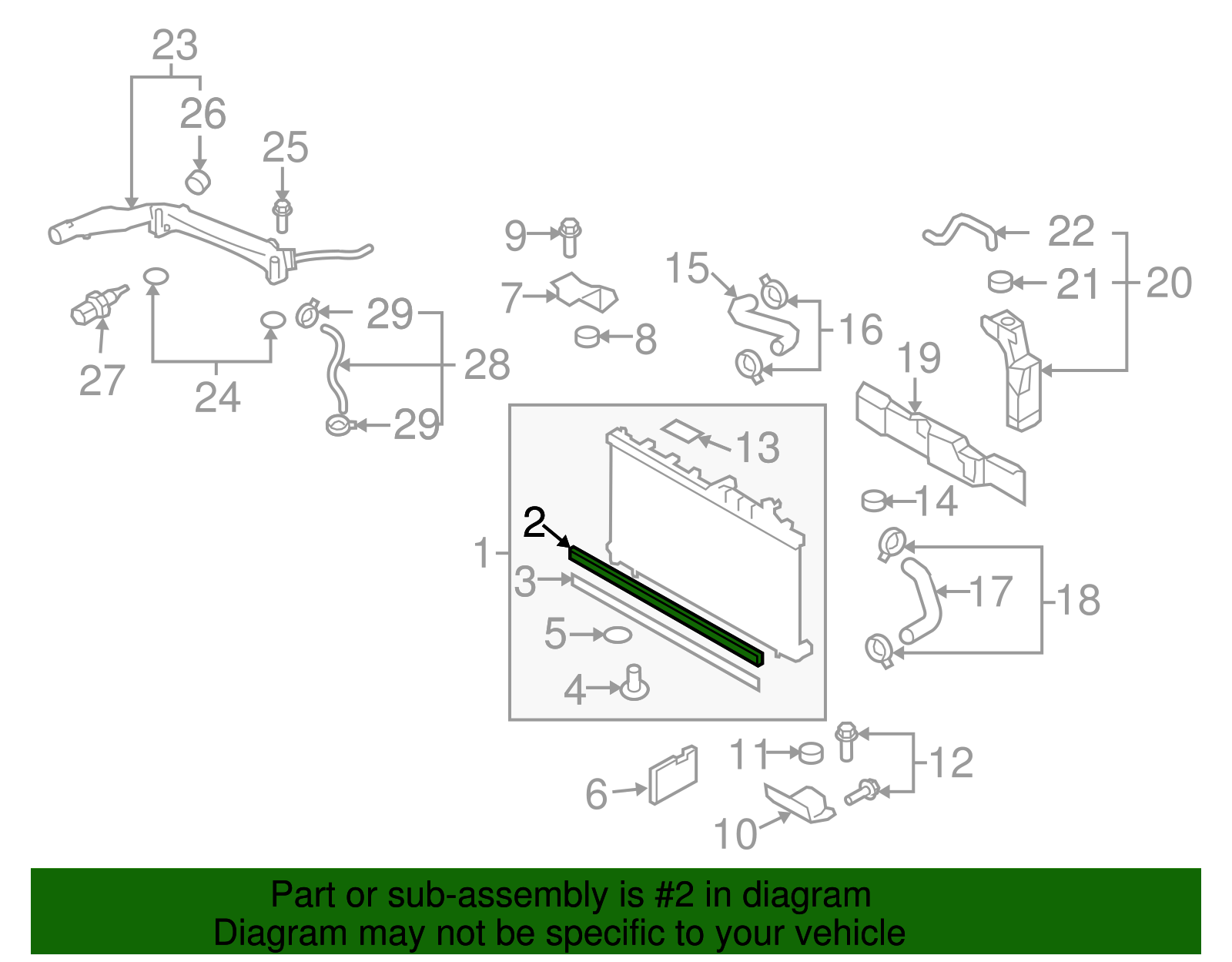 2002-2017 Subaru Radiator Assembly Upper Seal 45167AE000 | Subaru Parts ...