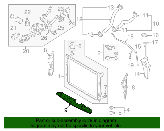 29135-3M010 - Radiator Support Air Deflector 2010-2014 Hyundai Genesis ...