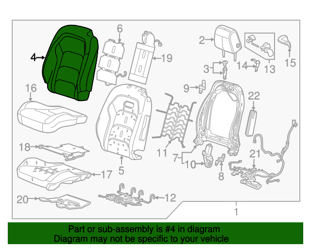 2016-2019 Chevrolet Camaro Jet Black Driver Seat Back Cover 84281143 GM ...