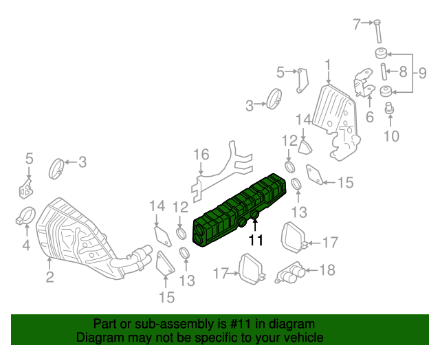 2017-2019 Porsche 911 Center Muffler 991-111-027-90 | Sunset Porsche Parts