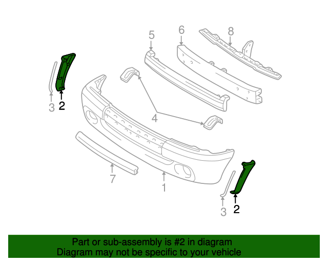 52112-0C901 - Bumper Extension (Right, Front) - 2003-2006 Toyota Tundra ...