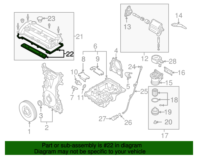 2006-2013 Mazda Valve Cover Gasket L3K9-10-230 | OEM Parts Online