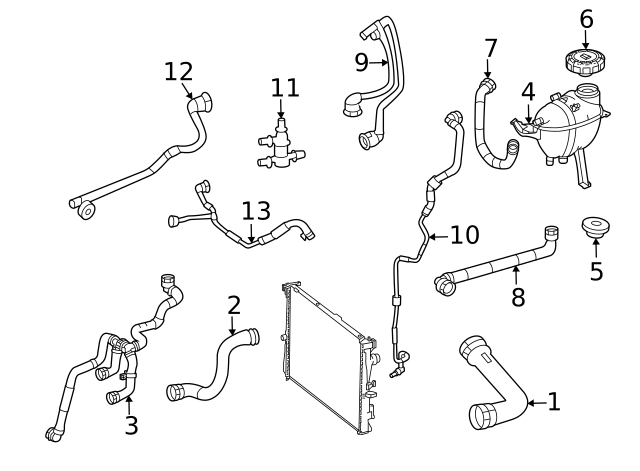 167-501-76-03 - Engine Coolant Overflow Hose 2020-2023 Mercedes-Benz ...