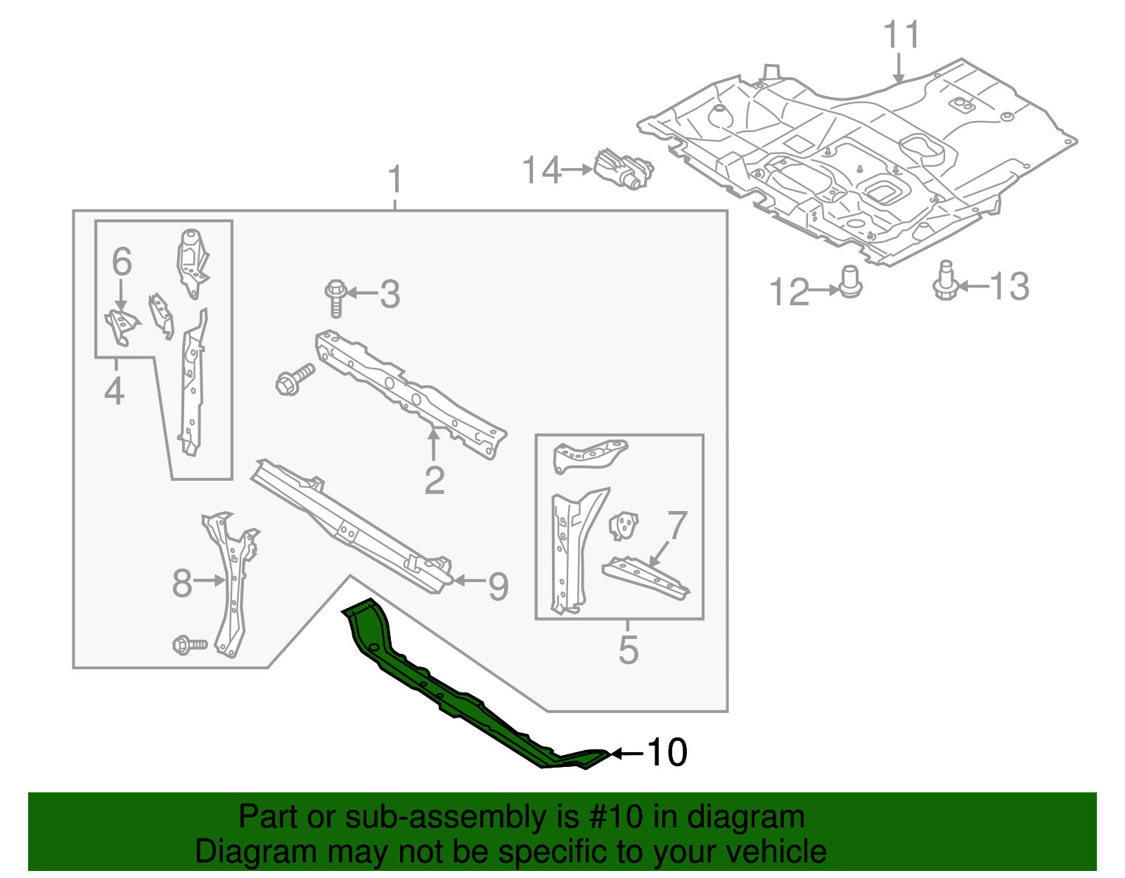 2015-2019 Subaru Lower Tie Extension 51231AL00A9P | Subaru Parts Store