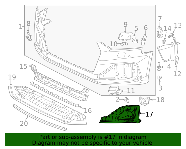 2020-2024 Audi A5 Sportback Outer Grille 8W6-807-681-S-T94 | Genuine ...