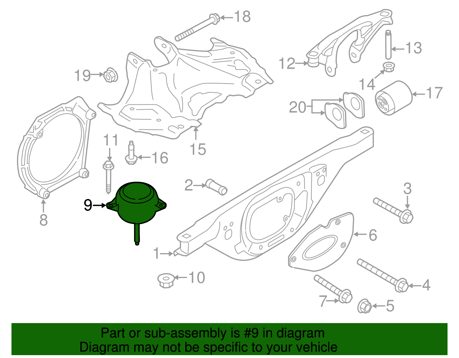 2012-2016 Porsche 911 Motor Mount 991-375-059-11 | Sunset Porsche Parts