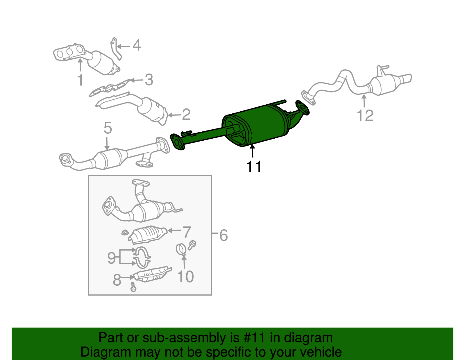 2003-2009 Toyota 4Runner Muffler & Tail Pipe 17420-50220 | Toyota Parts ...