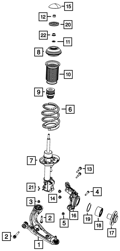 Front Suspension, Strut and Cradle for 2015 Fiat 500 | Mopar Parts