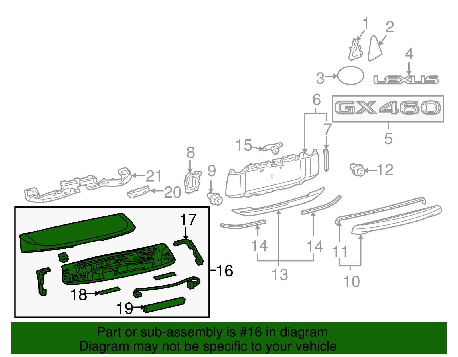 76085-60082-C0 - Spoiler Assembly For 2010-2013 Lexus GX460 | Lexus OE ...