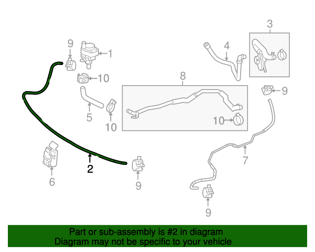 204-830-09-96 - Engine Coolant Hose 2008-2018 Mercedes-Benz ...
