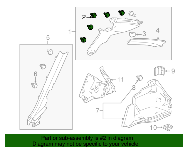 2005-2021 Acura Clip, Door Lining (Orange) 91560-S6A-003 | OEM Parts Online