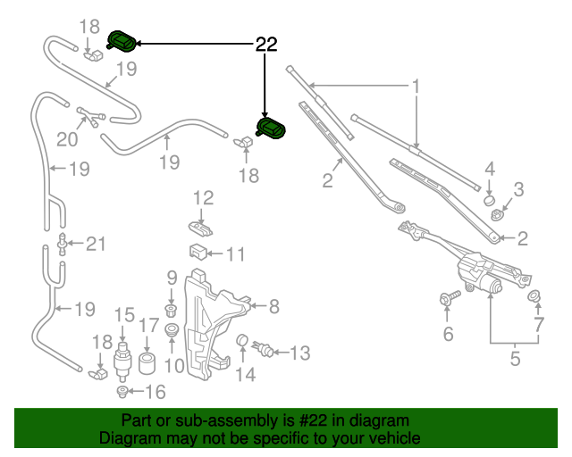 4H0-955-987-C - Windshield Washer Nozzle 2015-2024 Audi ...