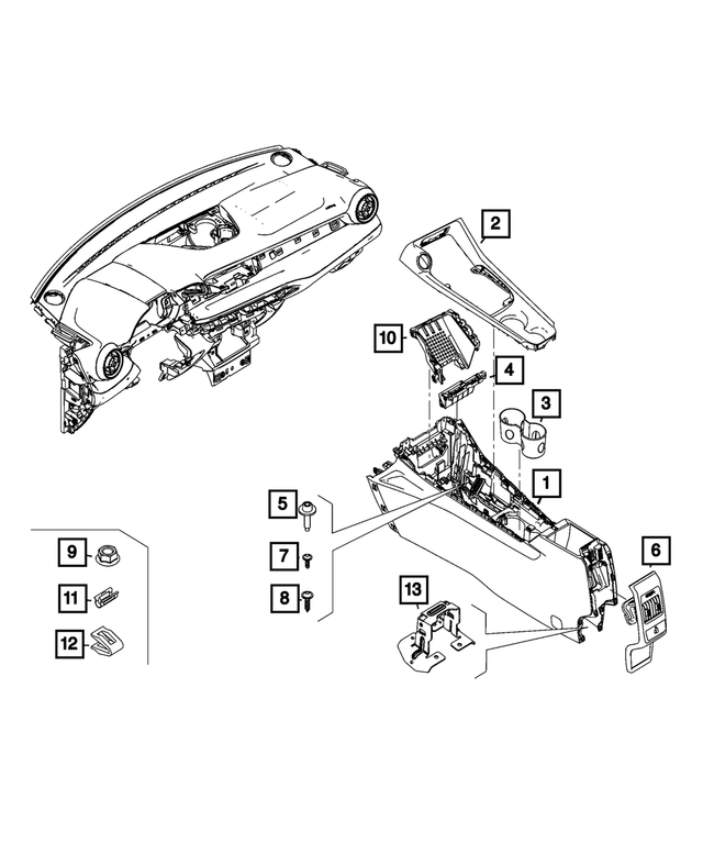 2023-2024 Dodge Hornet Console Tray Bracket 68607268AA | Mopar Estores