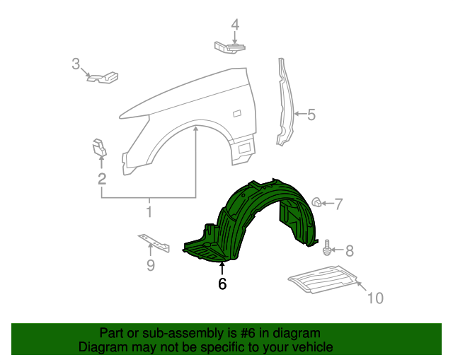 2004-2006 Lexus LS430 Fender Liner 53805-50030 | OEM Parts Online