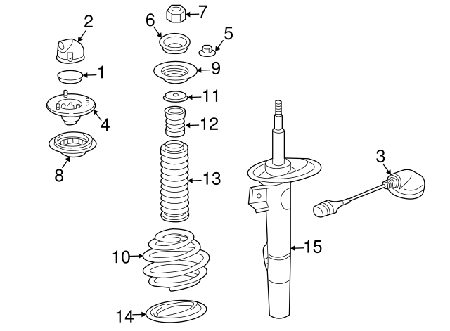 31-31-6-777-672 - Front right spring strut 2002-2006 BMW ...