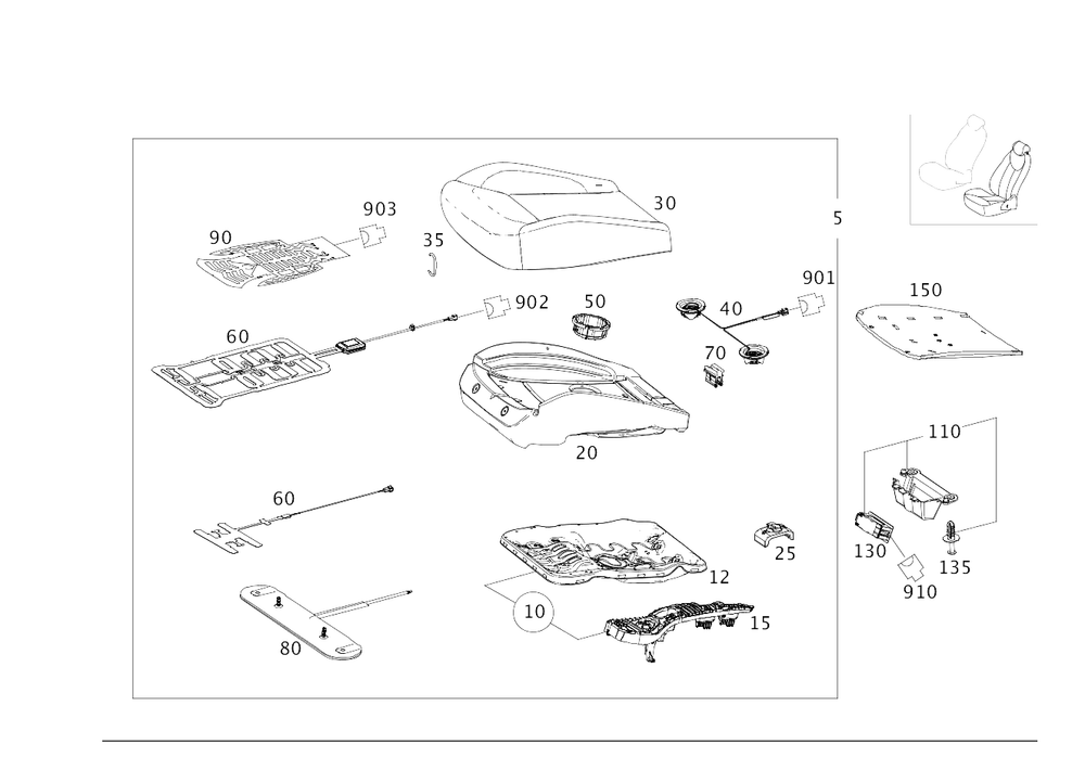 2006-2019 Mercedes-Benz Padding, Front Seat Cushion 292-910-11-03 ...