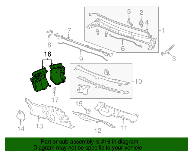 2012-2016 Buick LaCrosse Dash Panel Inner Insulator 22998324 ...