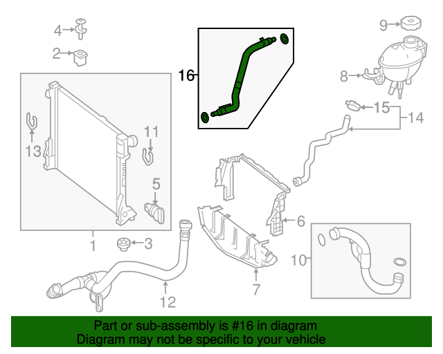 207-501-02-25 - Engine Coolant Overflow Hose 2010-2017 Mercedes-Benz ...
