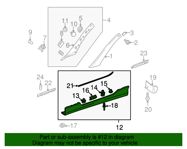 171-698-04-54-9999 - Rocker Molding 2005-2011 Mercedes-Benz | Mercedes ...