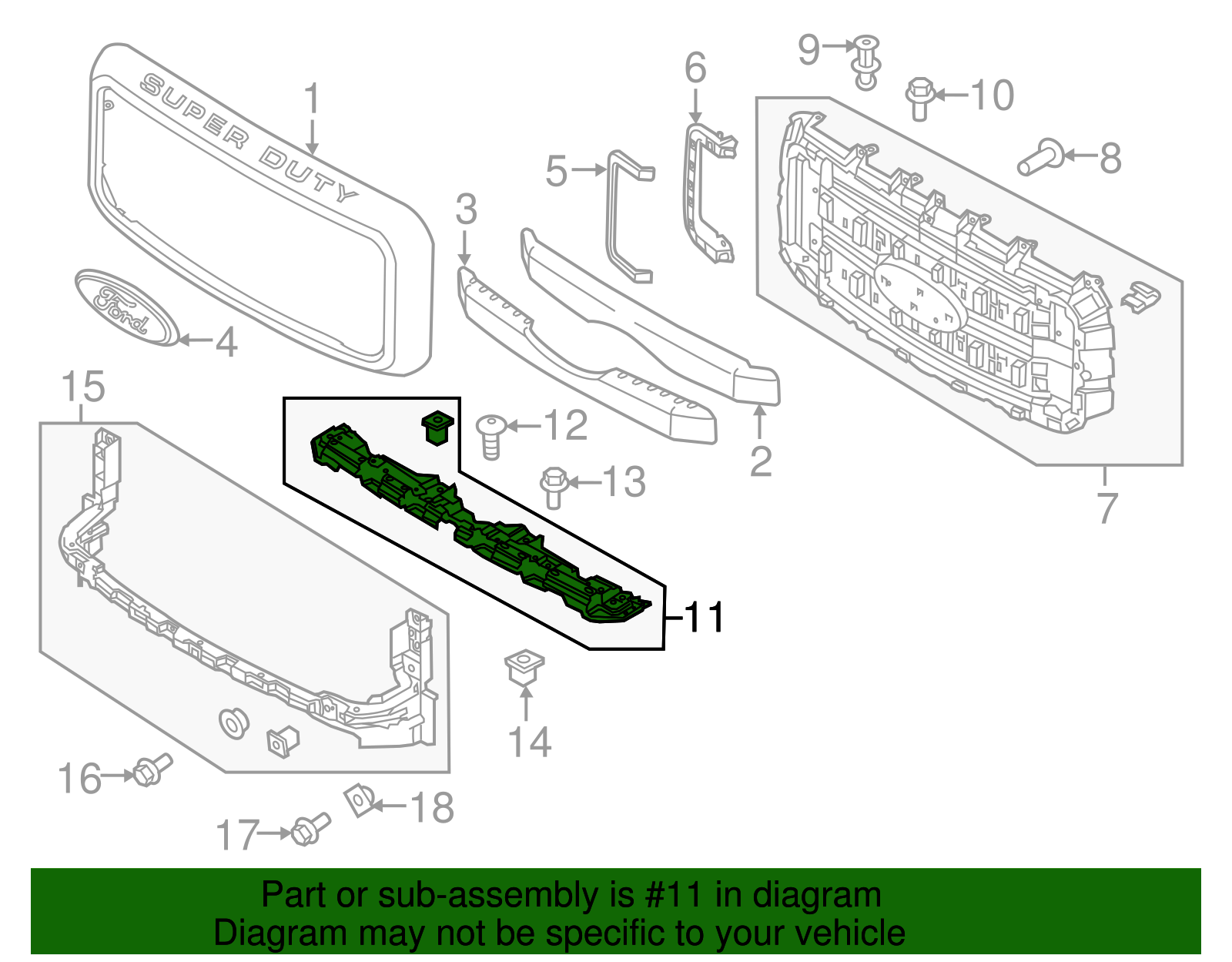 2011-2016 Ford | Upper Mount | BC3Z-8A284-A | Walls' Ford Parts